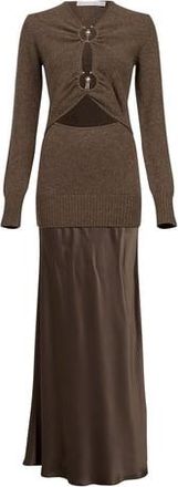 CHRISTOPHER ESBER Robe Orbit Ruched Monument &agrave; manches longues en cachemire