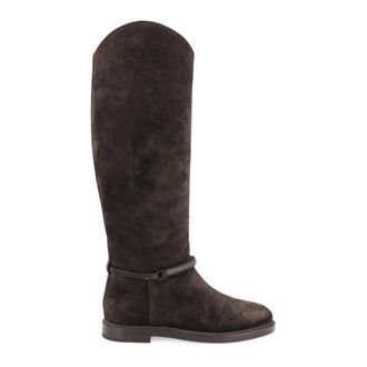 Brunello Cucinelli Femme, Chaussures, Brun, Taille: 37 EU Bottes en Daim avec Sangle Pr&eacute;cieuse