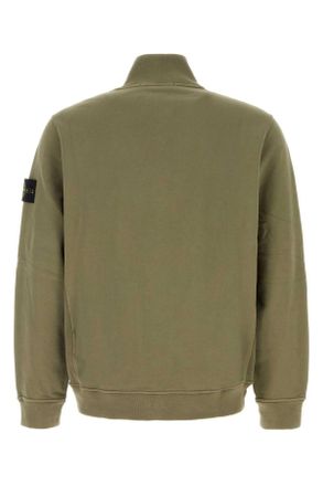 Stone Island Mens Army Green Cotton Sweatshirt Exterior: Maglieria Sweater