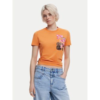 Desigual T-Shirt Botanical 25SWTK48 Orange Slim Fit