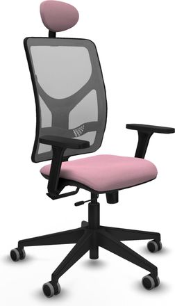 Piqueras y Crespo Schutzstuhl mit 3D-Armen, h&ouml;henverstellbarer Lendenwirbelst&uuml;tze und festem Kopfteil, ausgestattet mit Syncro/Traslack und Schneideschaum, Grau/Rosa