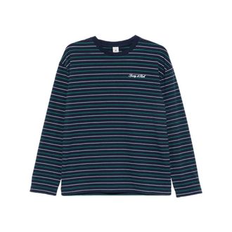 Sporty & Rich Pull &agrave; col rond ray&eacute; - Femme - Tops - Bleu - Taille: 36 FR
