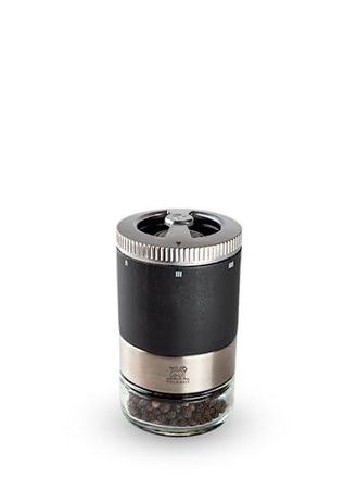 Peugeot Moulin À Poivre Maestro 10cm - Kampot Poivre Noir Inclus - Fiole Interchangeable - Réglage USelect - En Bois Labéllisé PEFC & Inox - Fabrication Franç