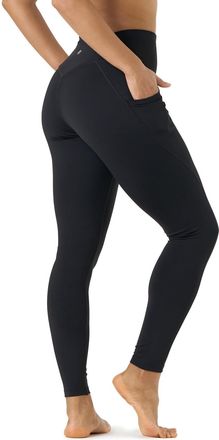 Lapasa Damen Sport Leggings hoher Bund Taschen Yoga Pants Push Up High Waist L01B Schwarz L