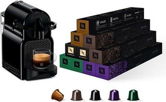 Nespresso Machine à café Inissia noir Delonghi Original - Bundle Top Sélection Ispirazione 100 Capsules