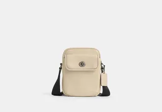 Coach Turnlock Umh&auml;ngetasche f&uuml;r M&auml;nner in Beige | Leder