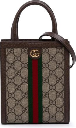 Gucci Hobo Bags - Mini GG Supreme Ophidia Web Satchel - Gr. unisize - in Braun - für Damen