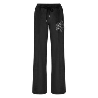 Philipp Plein Femme, Pantalons, Noir, Taille: 36 FR Pantalon de surv&ecirc;tement droit en chenille Signature