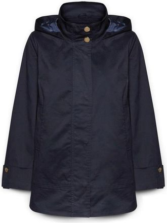 Elena Miro Femme, Manteaux, Bleu, Taille: 42 FR Parka en Coton avec Capuche