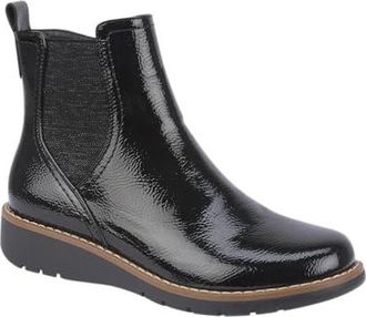 Jo & Joe Bottines Chelsea légères à enfiler avec soufflet latéral et semelle compensée Tailles 37-42, Noir brillant, 37 EU