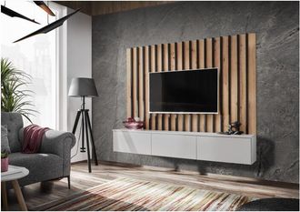 Paris Prix Paris Prix - Ensemble Meuble tv Verti 180cm Gris & Naturel