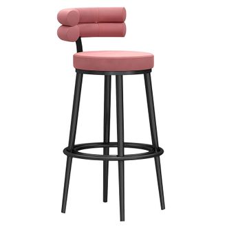 Generic Barhocker in Tresenh&ouml;he, K&uuml;cheninselhocker, samtbezogener Tresenstuhl mit weicher R&uuml;ckenlehne, hoher Esszimmerstuhl f&uuml;r Zuhause und Gastronomie