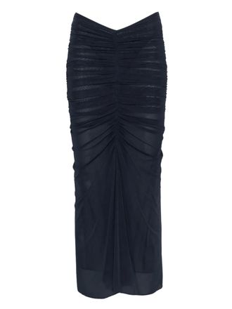 MUGLER Midirock aus gerafftem Mesh - Blau