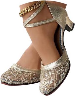 Minetom Chaussures Danse Latine Femme Paillettes Talon Haut Chaussures De Tango Les Soirées Salon Tango Salsa Sandale B Or 39 EU