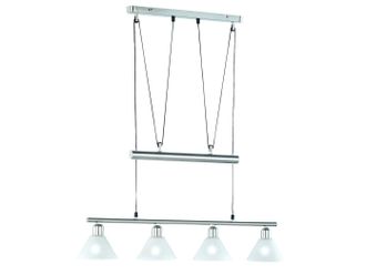 Trio Leuchten JoJo-Pendelleuchte Stamina 3751041-07, Metall Nickel matt, Glas opal wei&szlig; matt, exkl. 4x E14, h&ouml;henverstellbar, 40W