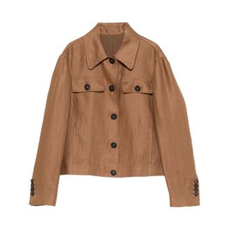 Brunello Cucinelli Femme, Vestes, Brun, Taille: 38 FR Veste avec Poches, Boutons et Col de Chemise