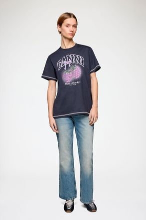 Ganni T-shirt avec framboises Multicolore Coton biologique - Taille XXS - Pour Femme