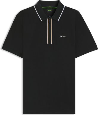 BOSS Herren Philix GOC Slim-Fit Poloshirt aus schnell trocknender Stretch-Baumwolle Schwarz001 XL