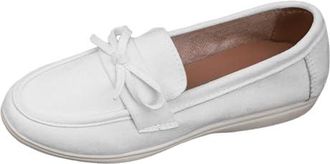 Generic Chaussures de marche pour femme avec noeud - Bout rond - Chaussures de ballet en daim - Semelle plate - Couleur unie - Confortables - Chaussures de sp