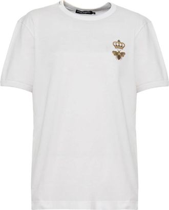 Dolce & Gabbana Baumwoll-T-Shirt mit Stickerei - - Tops - Herren - Wei&szlig; - XL
