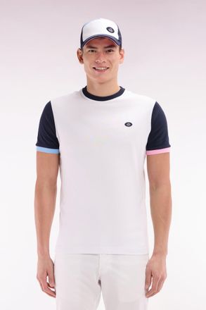 Eden Park T-shirt Colorblock Brod&eacute; En Coton Blanc Coupe Droite