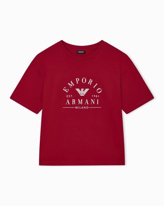 Emporio Armani Damen Logoband T-Shirt, rot, M