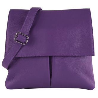 modamoda.de T63LEDER - Sac &agrave; bandouli&egrave;re en cuir pour femme - 26 x 25 x 2 cm - Bandouli&egrave;re r&eacute;glable - Fabriqu&eacute; &agrave; la main en Italie, lilas, s