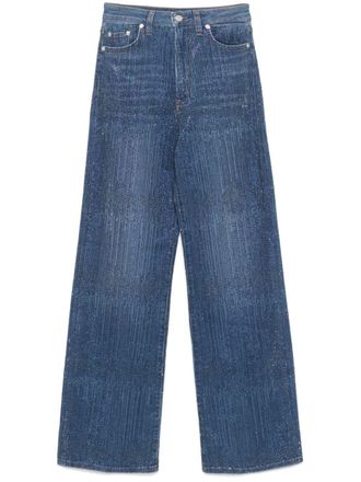 Maje jean à ornements strassés - Bleu