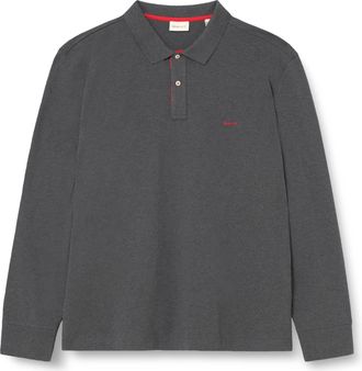 GANT Herren REG Contrast Pique LS Polo Polohemd, Antracit Melange, Standard