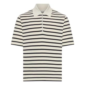 Jil Sander Gestreiftes Polohemd mit Rei&szlig;verschluss - - Tops - Herren - Beige - M