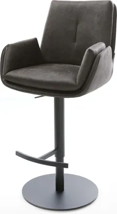 DELIFE Barstuhl Clea-Flex Mikrofaser Anthrazit Vintage Drehfu&szlig; h&ouml;henverstellbar Metall Schwarz, Barst&uuml;hle