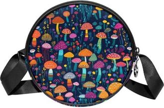 Generic Sac &agrave; bandouli&egrave;re rond rond pour femme, petit sac &agrave; bandouli&egrave;re champignon avec fermeture &eacute;clair, bretelles r&eacute;glables, d&eacute;contract&eacute; pour femmes et fill