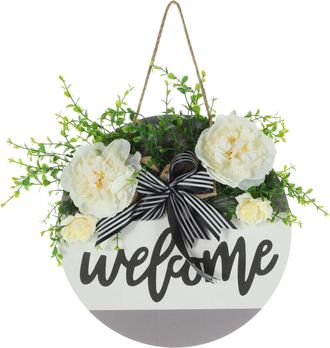 Valiclud Willkommensschild Holz Türanhänger Haustürdeko Rustikal Aufhänger Für Garten Balkon Haus Innen Und Außenbereich