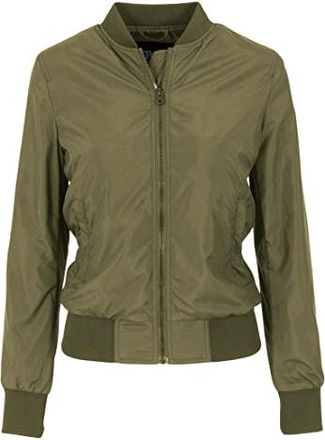 Urban Classics Veste Bomber L&eacute;g&egrave;re pour Femme avec Empi&egrave;cement Gaufr&eacute; sur les c&ocirc;t&eacute;s, Poches Zipp&eacute;es &agrave; lavant, 100% Polyester, Olive, Taille S