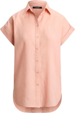 Ralph Lauren Femme, Blouses et Chemises, Rose, Taille: 40 FR Broono Chemise &agrave; Manches Courtes Boutonn&eacute;e Devant Tissue Line