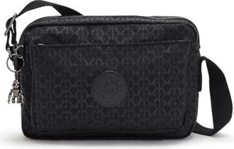 Kipling ABANU M Sac à bandoulière de taille moyenne, Signature Emb (Noir)