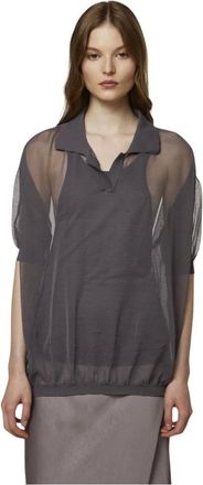 Daniele Fiesoli Femme, Tops, Gris, Taille: 40 FR Polo over Misto Viskosa Dd6047