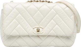 Chanel Pre-owned The Small Mix Quilted Aged Calfskin New Clutch Flap - Femme - Pre-owned - Blanc - Taille: ONE Size