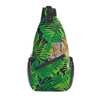 AOOEDM Aquarell Tiger Palm Jungle Cross Chest Bag Diagonally Sling Rucksack Crossbody Umhängetasche Reisen Wandern Daypacks für Männer Frauen