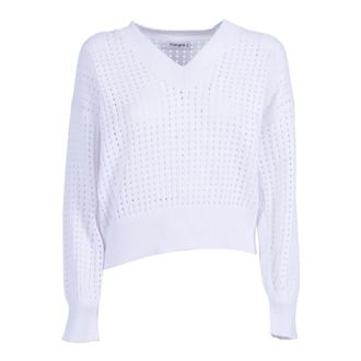 KANGRA Pullover a Rete Manica Lunga - - Knitwear - Damen - Wei&szlig; - M