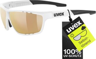 Uvex sportstyle 706 CV - Sportbrille für Damen und Herren - selbsttönend - druckfreier Sitz & perfekter Halt - white matt/litemirror red - one size