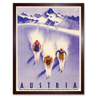 Wee Blue Coo Travel Tourism Winter Sport Austria Ski Snow Alps Art Print Framed Poster Wall Decor Kunstdruck Poster Wand-Dekor-12X16 Zoll