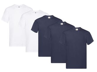 Fruit Of The Loom Herren T-Shirt Original T M L XL XXL 3XL 4XL 5XL auch Farbsets, 3Deep Navy 2Weiss, XXL (5er Pack) + 1HL-Kauf Notizblock