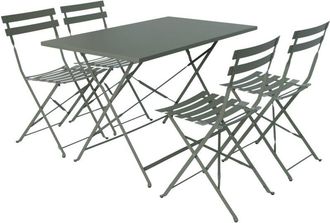 Sweeek Sweeek - Ensemble table et chaises de jardin pliantes en acier - 4 assises - Dimensions table 110x70cm - Finition mat - Confort optimal avec lattes