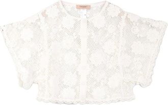 Twinset Femme, Pulls, Blanc, Taille: 38 FR Giacchina in Pizzo Floreale Maniche a Farfalla
