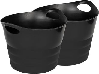 Kreher Set: 2 x Mehrzweckkorb 42 Liter, flexibel und strapazierfähig (Schwarz)