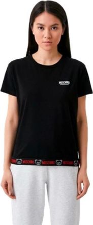 Moschino Femme, Tops, Noir, Taille: 38 FR T-Shirt Bande Logo &Eacute;lastique