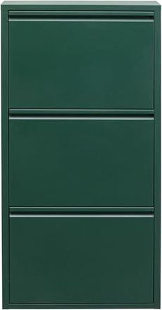 Kare Design Design Schuhschrank Caruso Grün, Metall, mit 3 Klappen, Schuhablage für 6 Paar Schuhe, schmal, platzsparend, hoch, Schuhregal, Eingangsbereich, 103x50