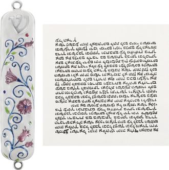 Amosfun Handbemalte T&uuml;rpfosten mit austauschbarer koscherer Schriftrolle Metall T&uuml;rrolle f&uuml;r j&uuml;dische Wohnaccessoires und Chanukka Dekoration