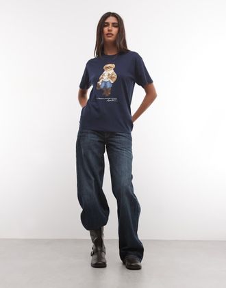 Polo Ralph Lauren t-shirt imprim&eacute; ours dhiver bleu marine